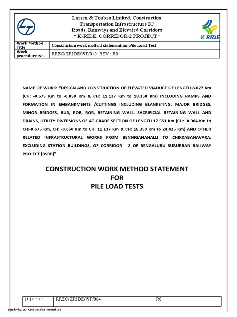 Pile Load Test Method Statement | PDF | Deep Foundation | Quality Assurance