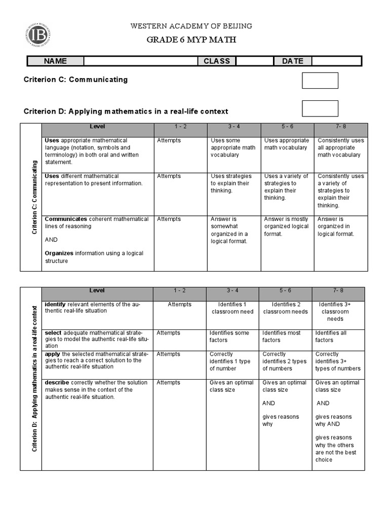Criterion D - Classroom Seating | PDF | Mathematics | Thought