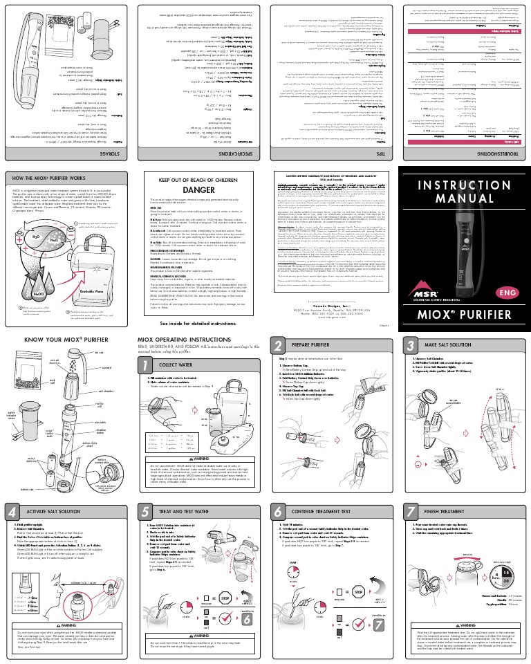 MSR Miox Manual en | PDF | Battery (Electricity) | Sodium Chloride