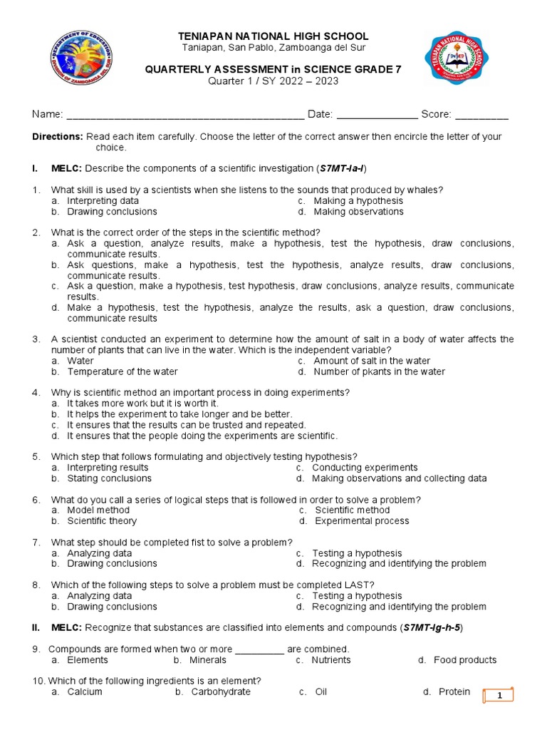 Science G7 Q1 | PDF | Mixture | Solubility
