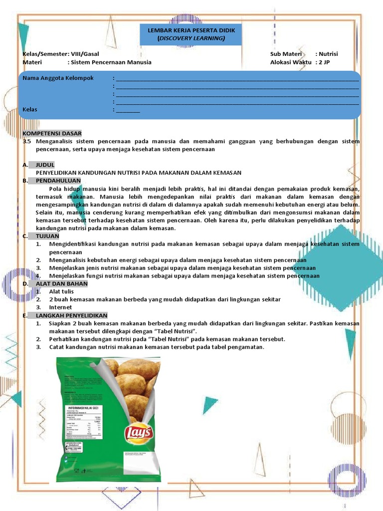 LKPD DL Nutrisi | PDF