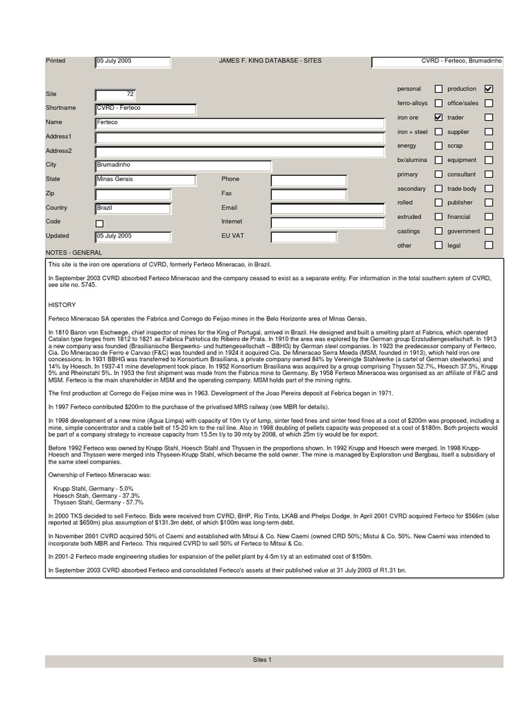 1229-Referral-Annexure 3 King Data CVRD | PDF | Mill (Grinding) | Iron Ore