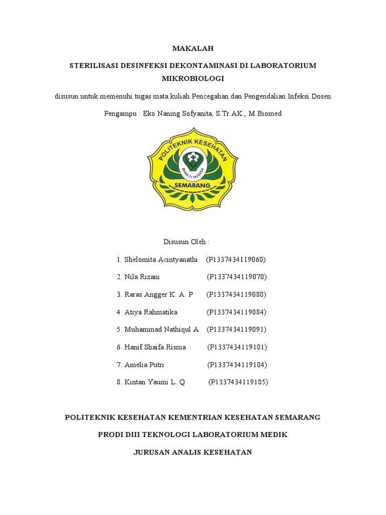 Makalah Sterilisasi Desinfeksi Dekontaminasi Di Laboratorium ...
