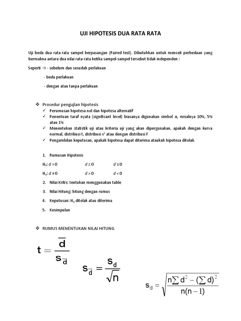 10.uji Hipotesis Dua Rata Rata | PDF