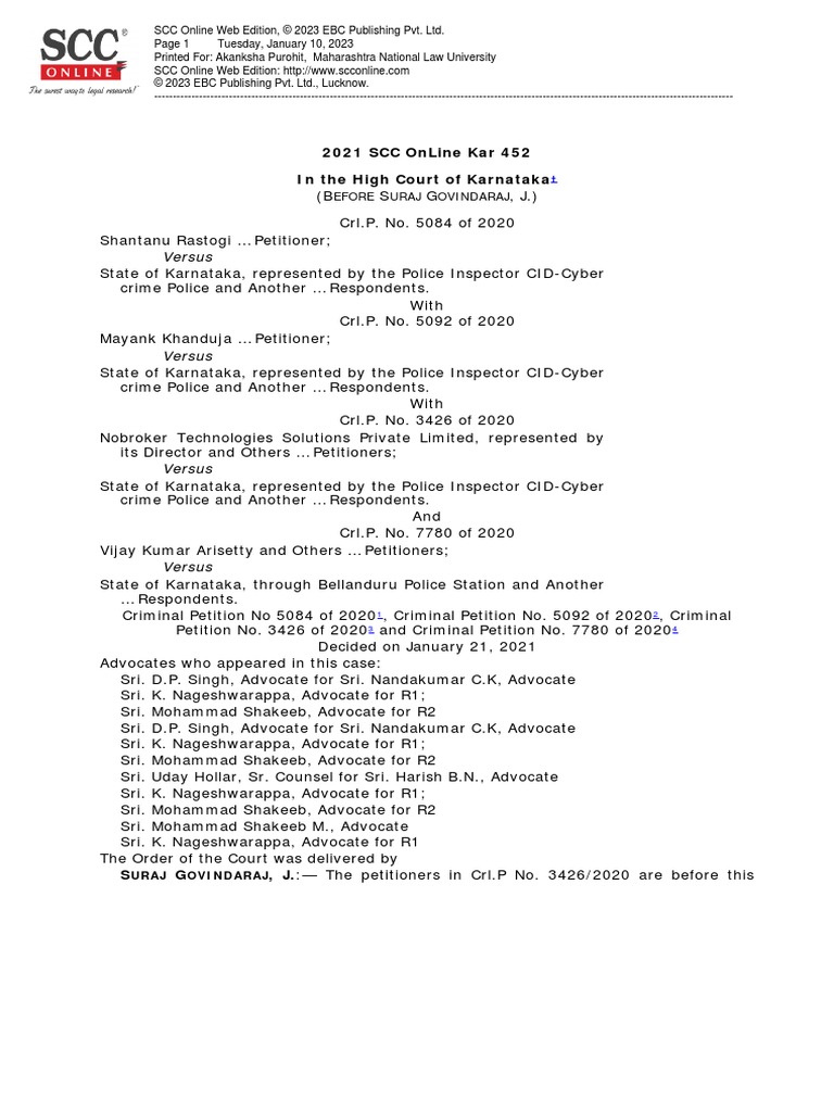 Shantanu Rastogi V State of KN | PDF | Mens Rea | Legal Liability