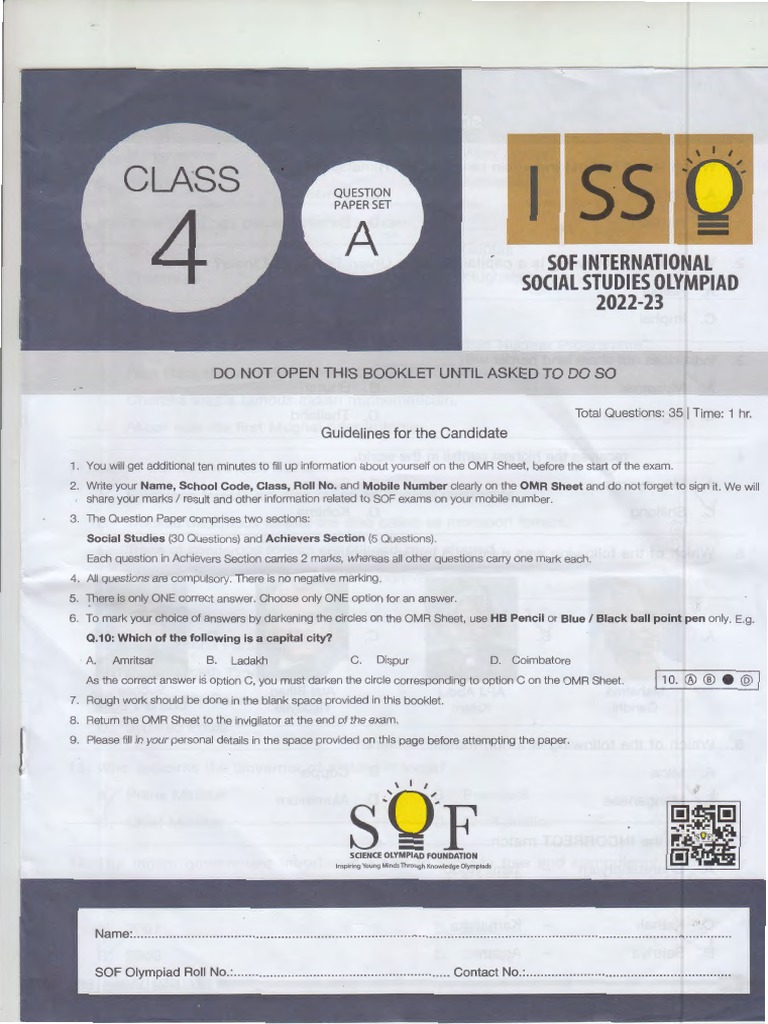 Class: Sof International Social Studies Olympiad | PDF