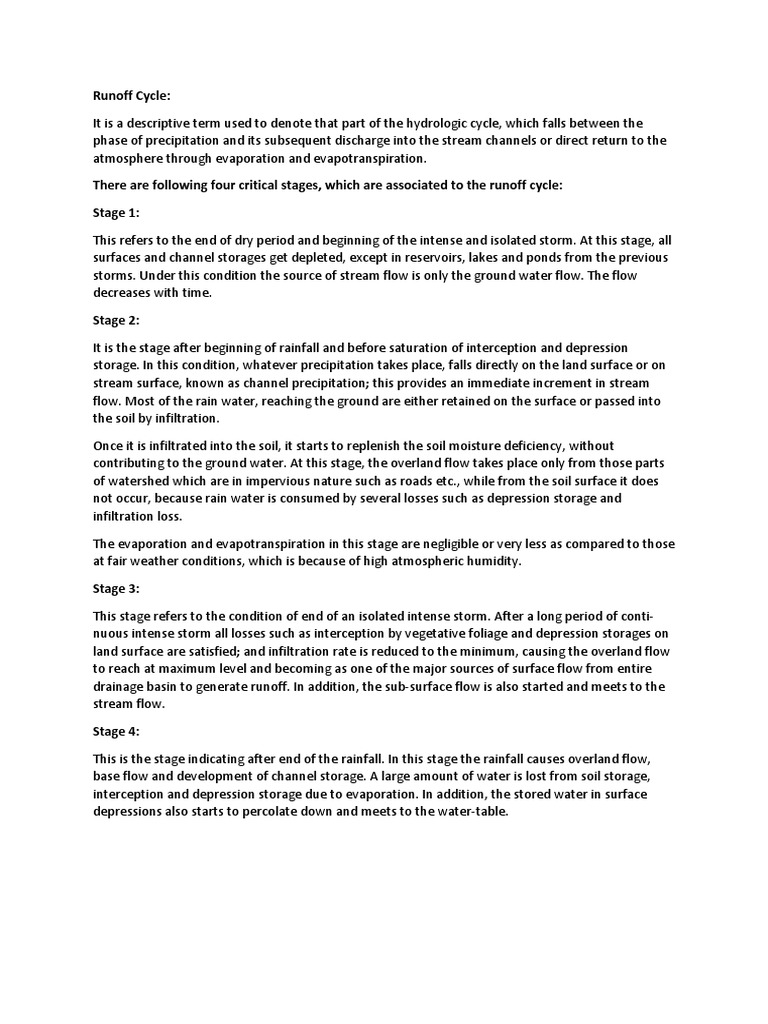 Runoff Cycle | PDF | Surface Runoff | Stream