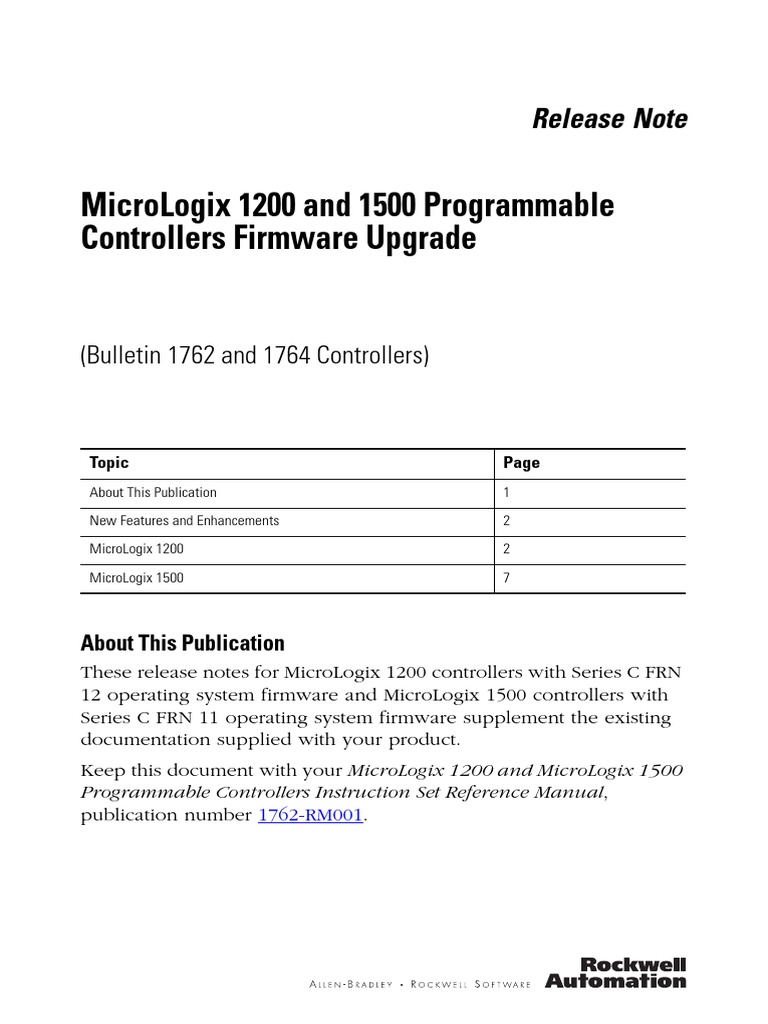 Micrologix 1200 and 1500 Programmable Controllers Firmware Upgrade | PDF | Programmable Logic ...