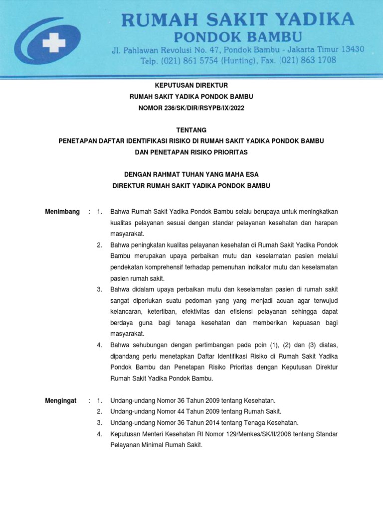 236 Daftar Identifikasi Risiko | PDF