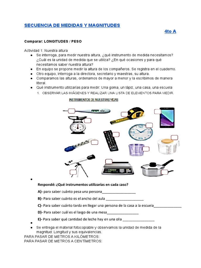 Secuencia de Medidas y Magnitudes | PDF