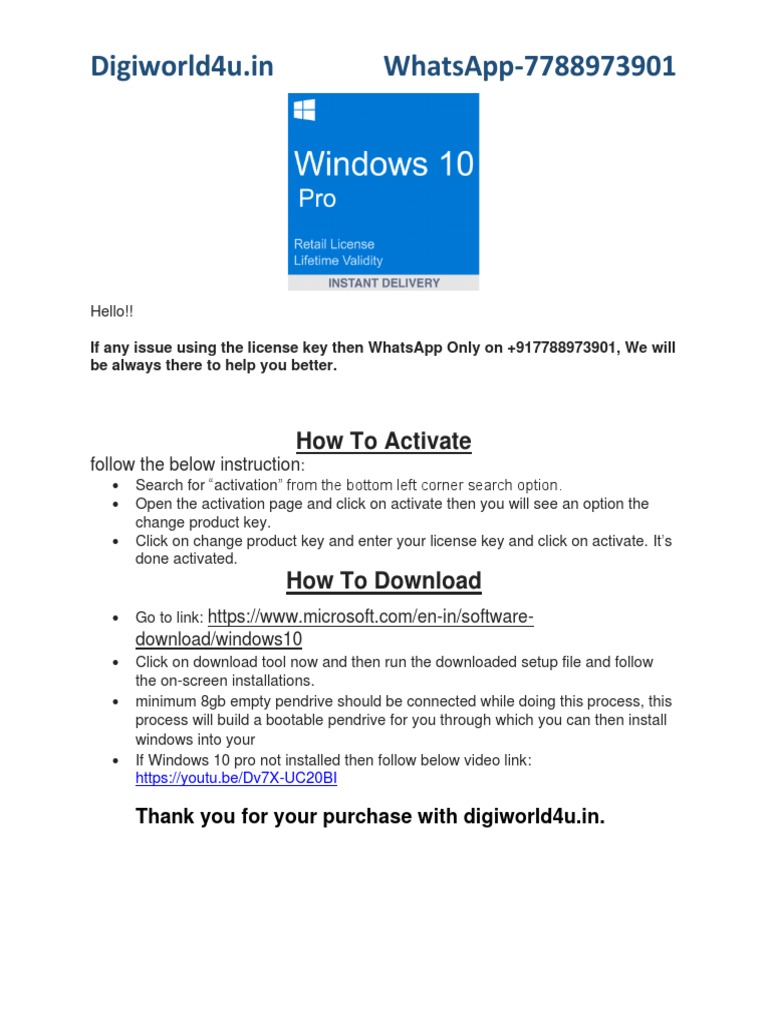 Windows 10 Pro Instructions n6rzzn | PDF | Business