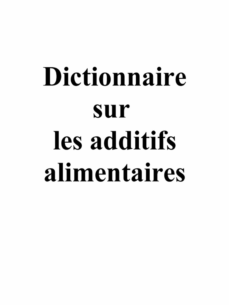Additifs Alimentaires | PDF