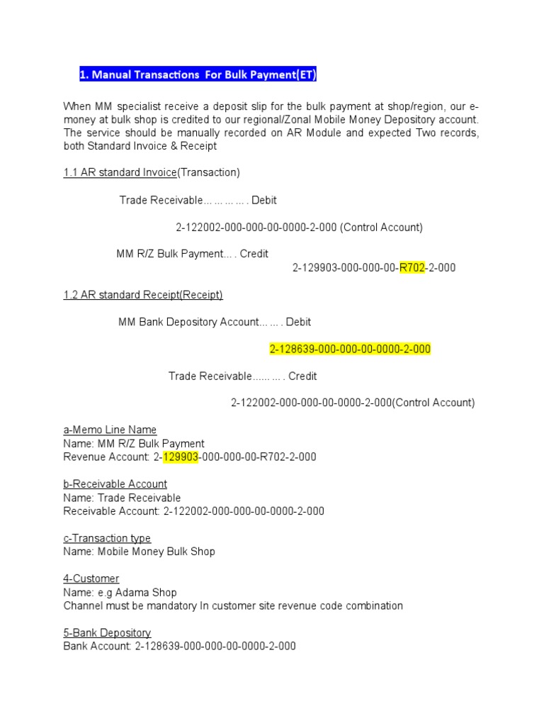 Manual Transactions For Recording Bulk Mobile Money Payments And ...