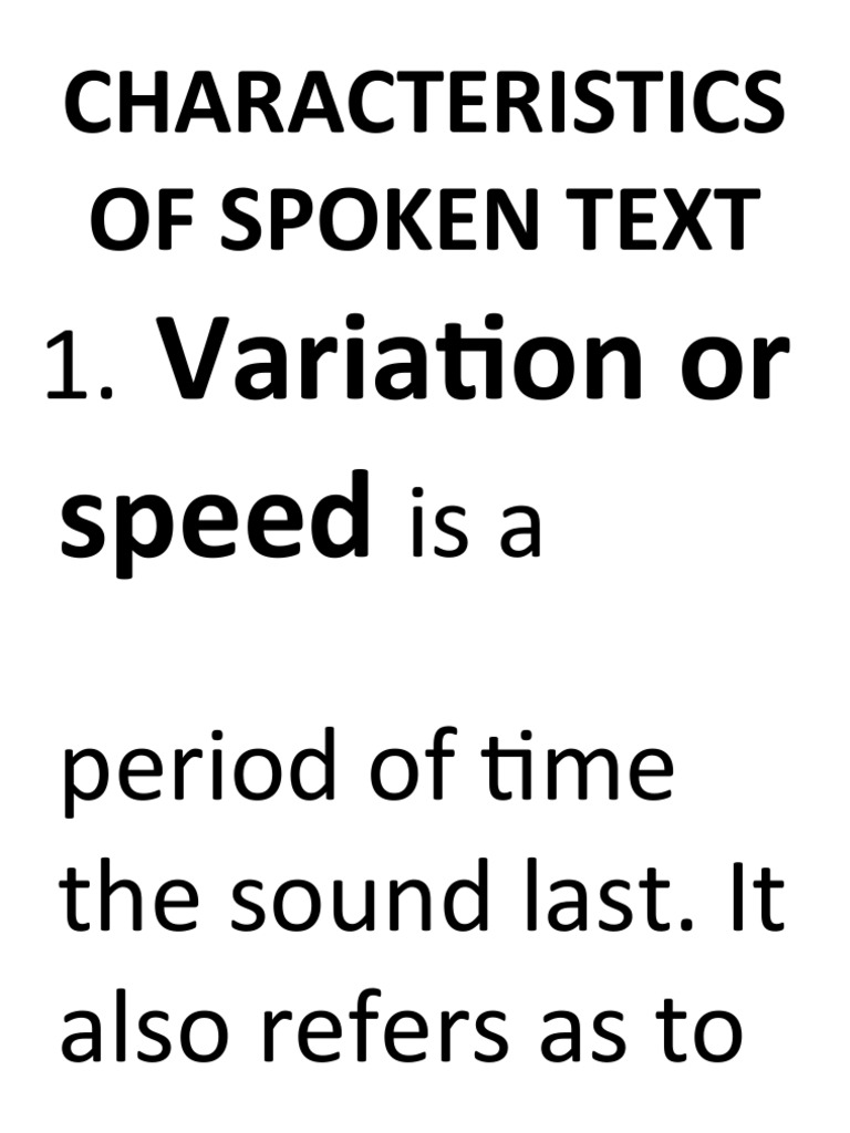 Characteristics of Spoken Text | PDF