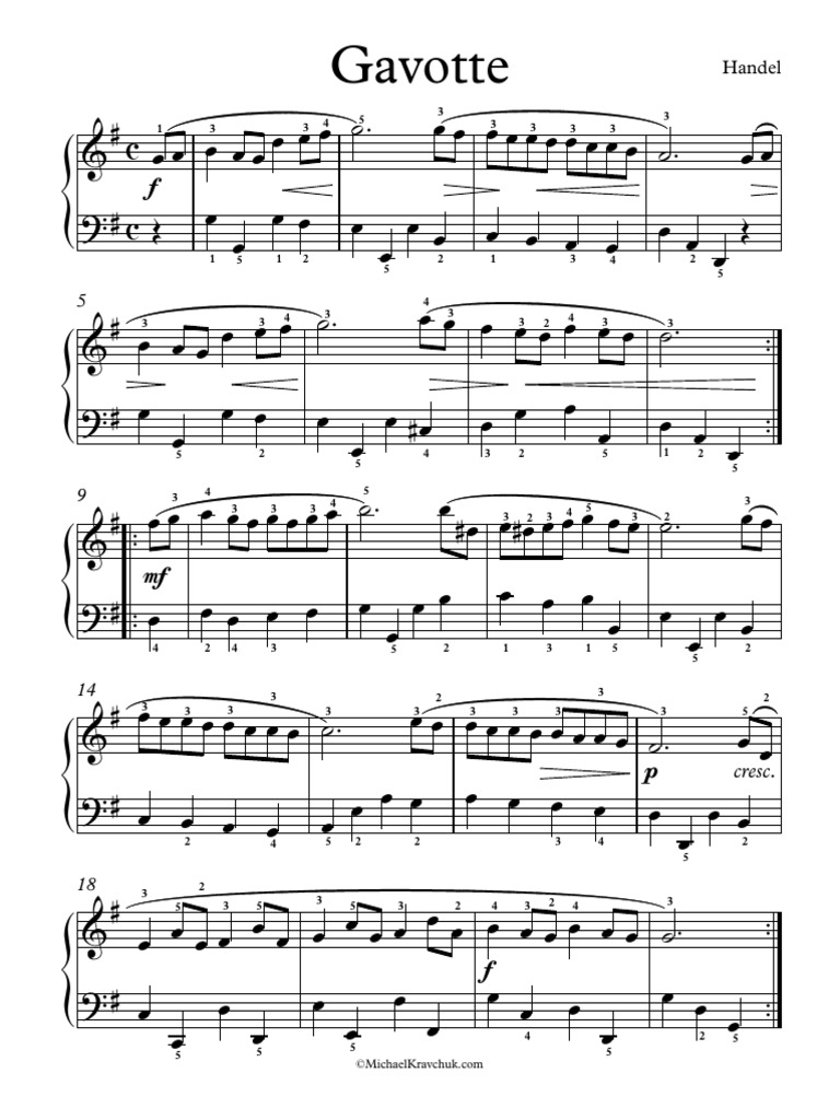 Handel Gavotte in G Major | PDF