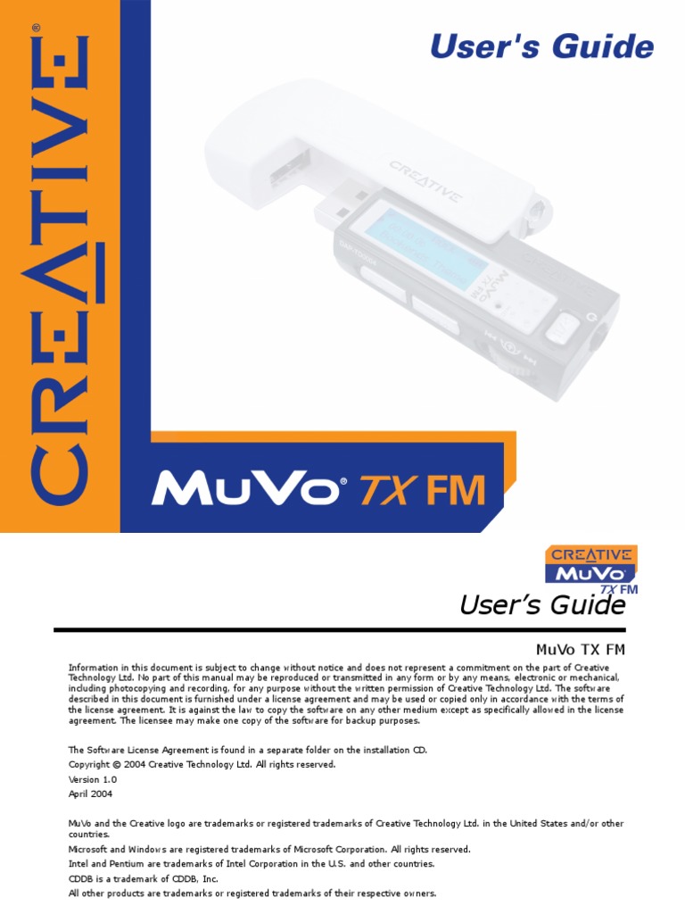 Creative MuVo FM TX Manual | PDF | Usb Flash Drive | Mp3