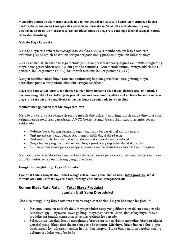 Metode Rata Rata Satuan Yosi | PDF