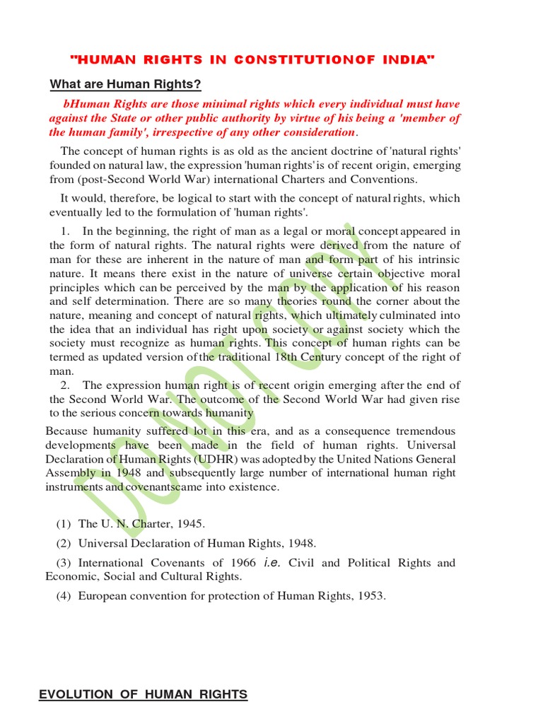 Human Rights in Constitution of India | PDF | Human Rights | Rights