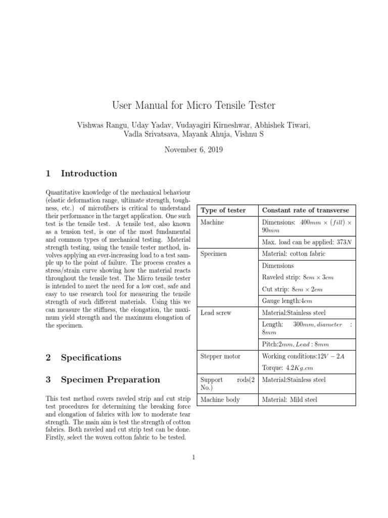 User Manual MTT | PDF | Ultimate Tensile Strength | Strength Of Materials