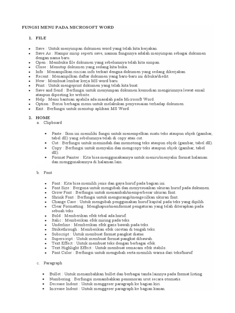 Fungsi Menu File Pada Microsoft Word | PDF