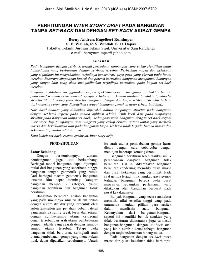 ID Perhitungan Inter Story Drift Pada Bangu | PDF | Sains & Matematika ID Perhitungan Inter Story Drift Pada Bangu | PDF | Sains & Matematika