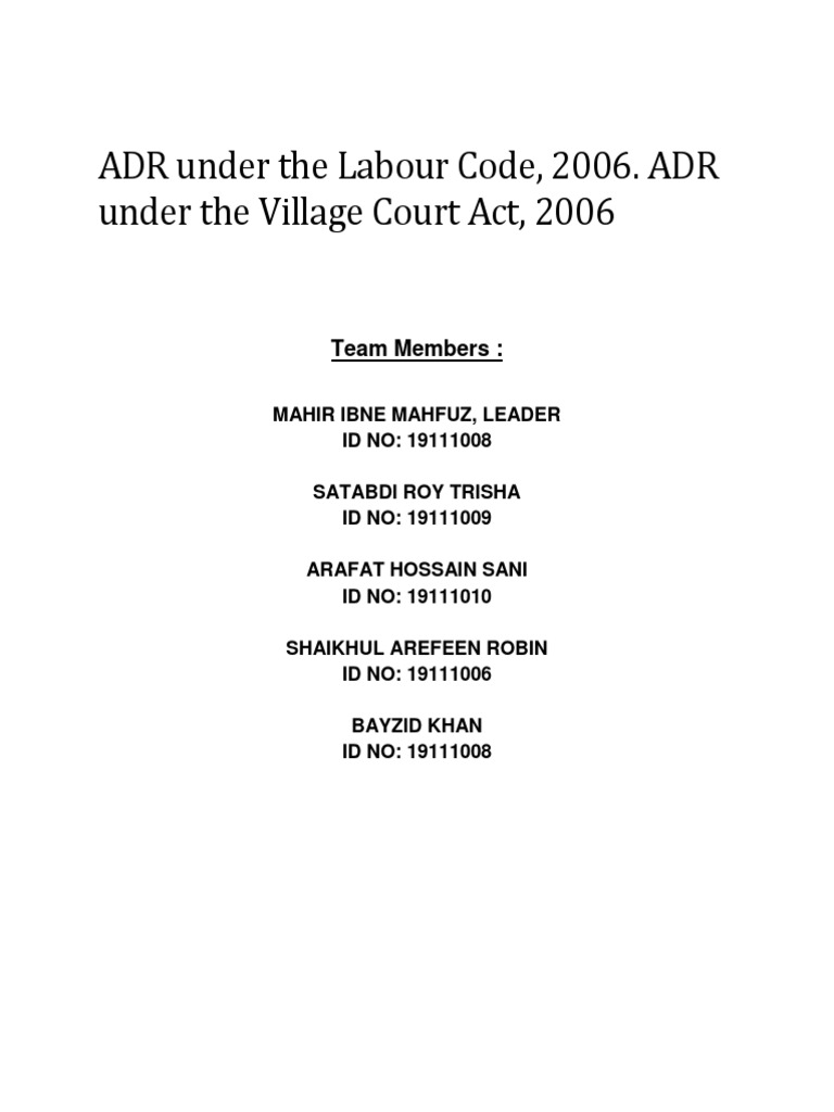 Group (6-10) ADR Assignment | PDF | Alternative Dispute Resolution | Arbitration