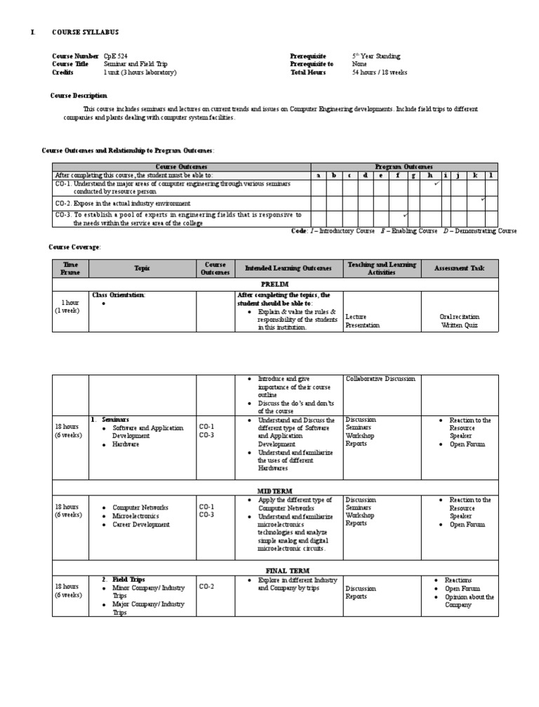 Seminar and Field Trip | PDF | Engineering | Computer Engineering