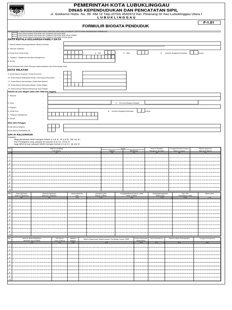 Formulir Biodata Penduduk | PDF