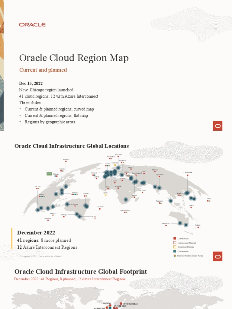 Oracle Cloud Regions For OCI - Region Map Slides | PDF | Cloud Computing | Centralized Computing