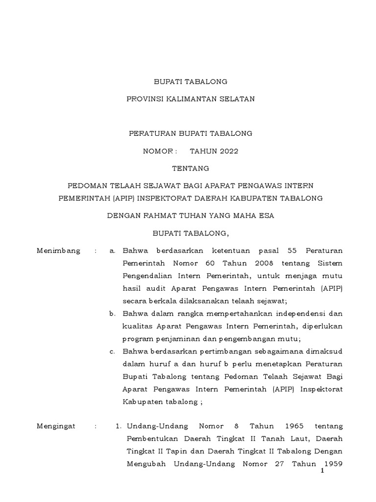 Perbup Pedoman Telaah Sejawat | PDF