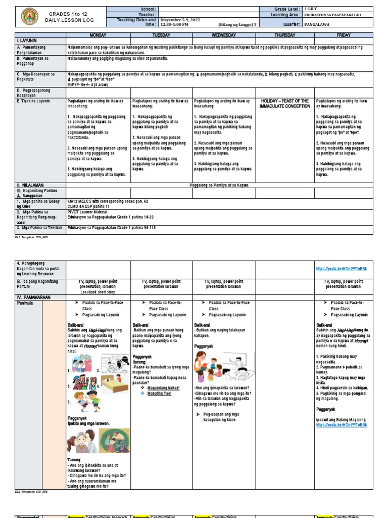 Esp Lesson Exemplar Grade 1. | PDF