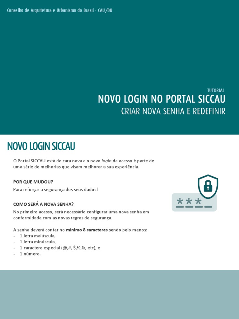 Tut Novo Login Siccau r00 | PDF | Senha | Fazer login