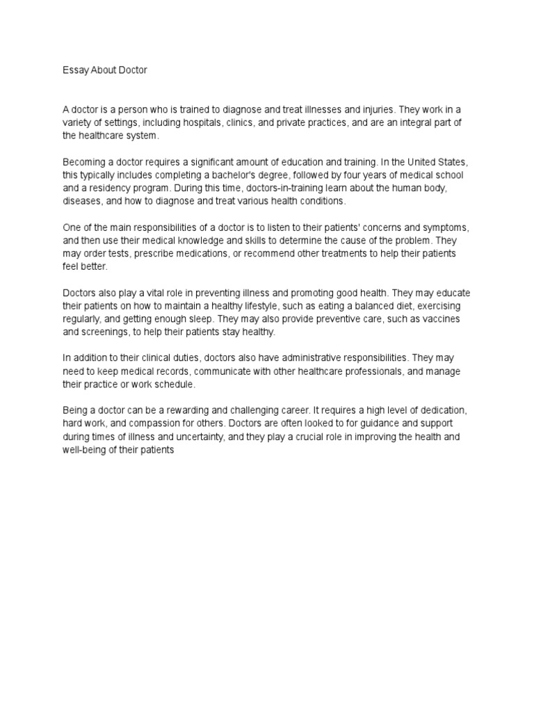 Essay About Doctor | PDF