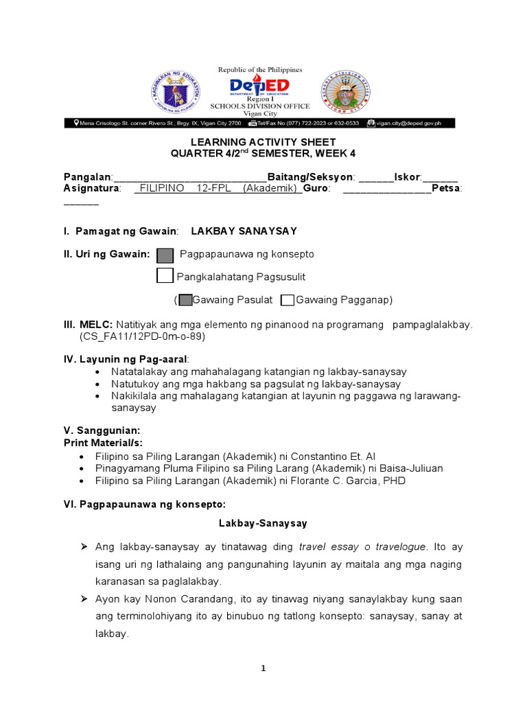 Las Fil12 Q4 W4 | PDF