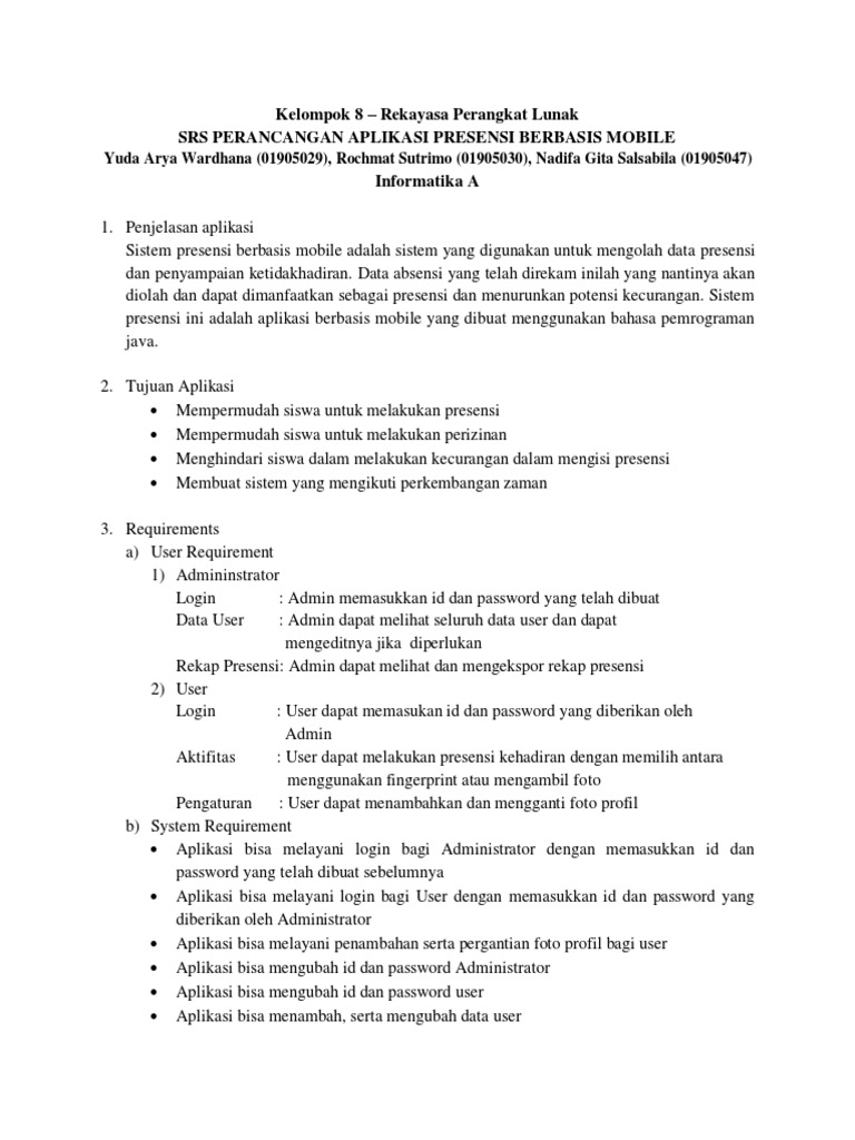 Aplikasi Presensi Siswa (Kelompok 8) | PDF