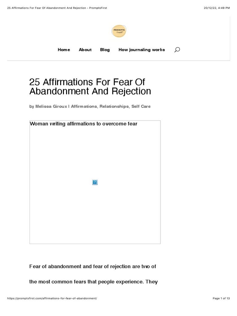 25 Affirmations For Fear Of Abandonment And Rejection Promptsfirst