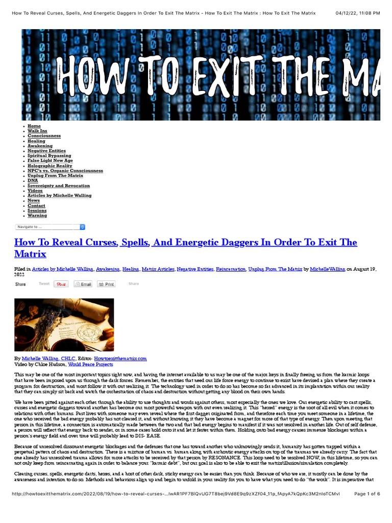 How To Reveal Curses, Spells, and Energetic Daggers in Order To Exit The Matrix - How To Exit ...