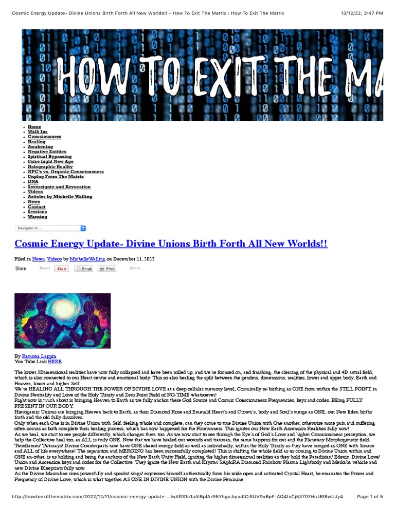 Cosmic Energy Update - Divine Unions Birth Forth All New Worlds!! - How ...