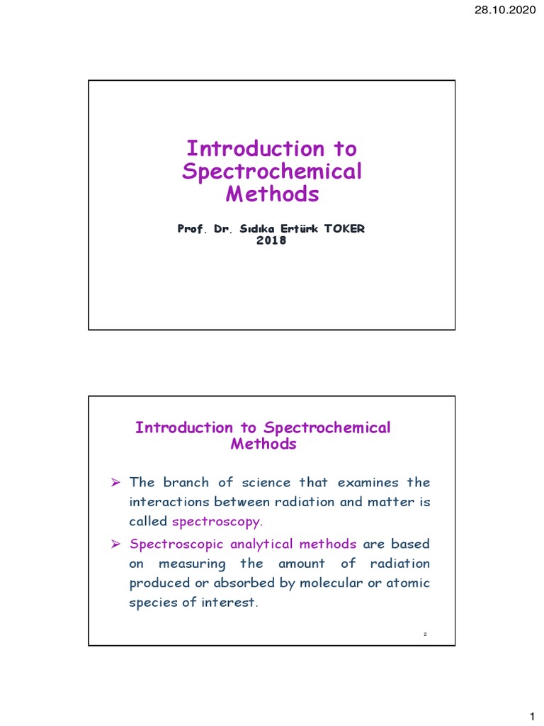 Introduction To Spectrochemical Methods | PDF | Spectroscopy ...