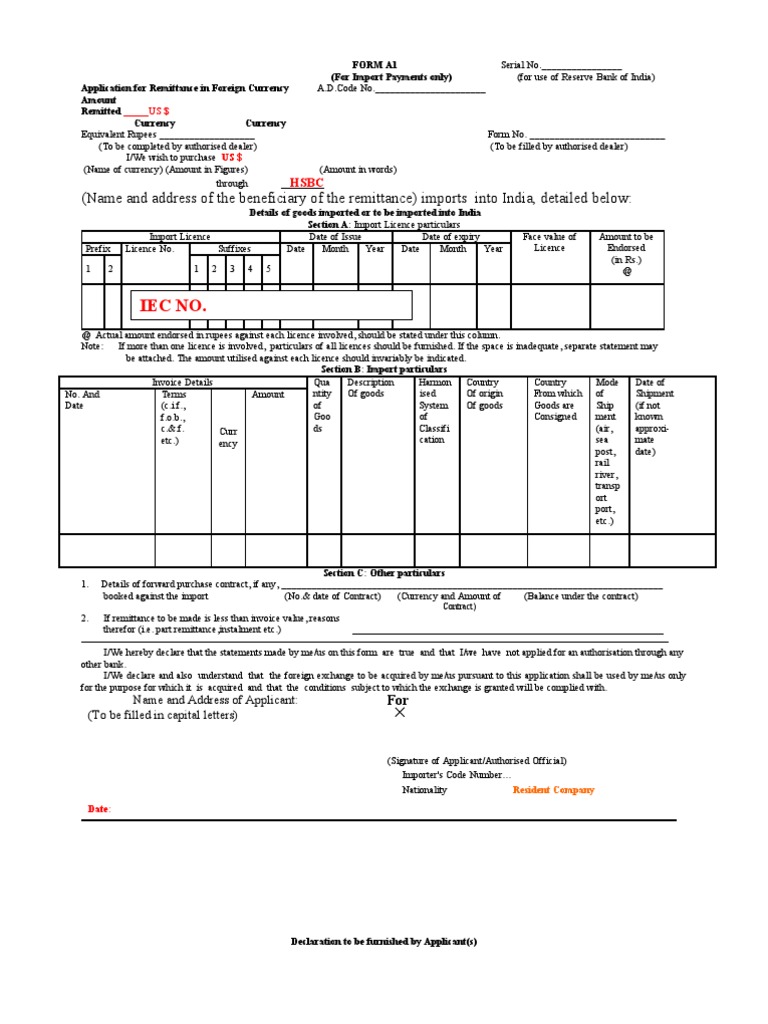 A1 Form for Import Payments | PDF | Invoice | Government