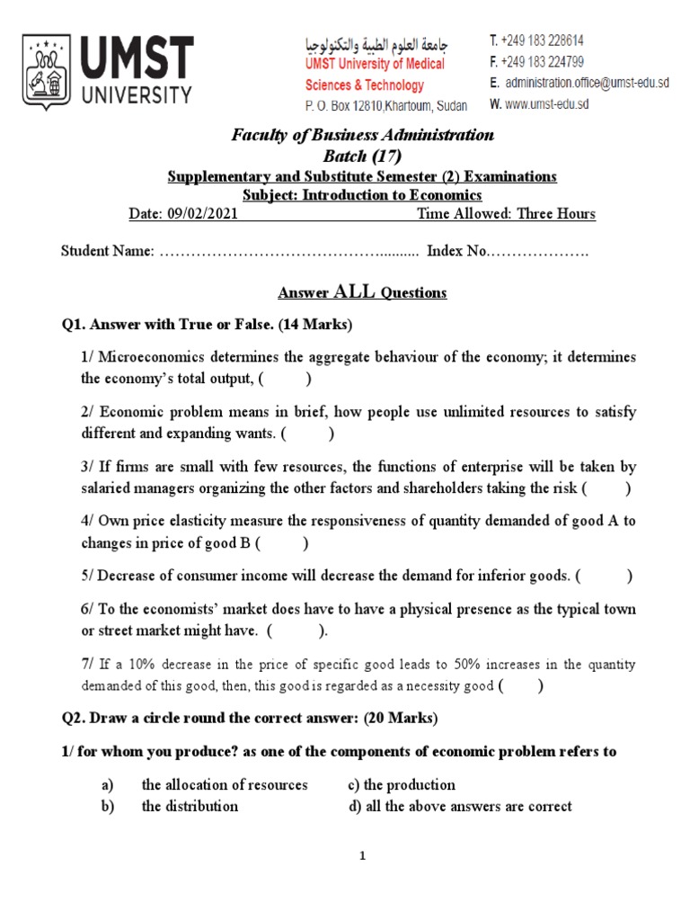 Introduction To Economics Batch (17) Final | PDF | Elasticity (Economics) | Economics