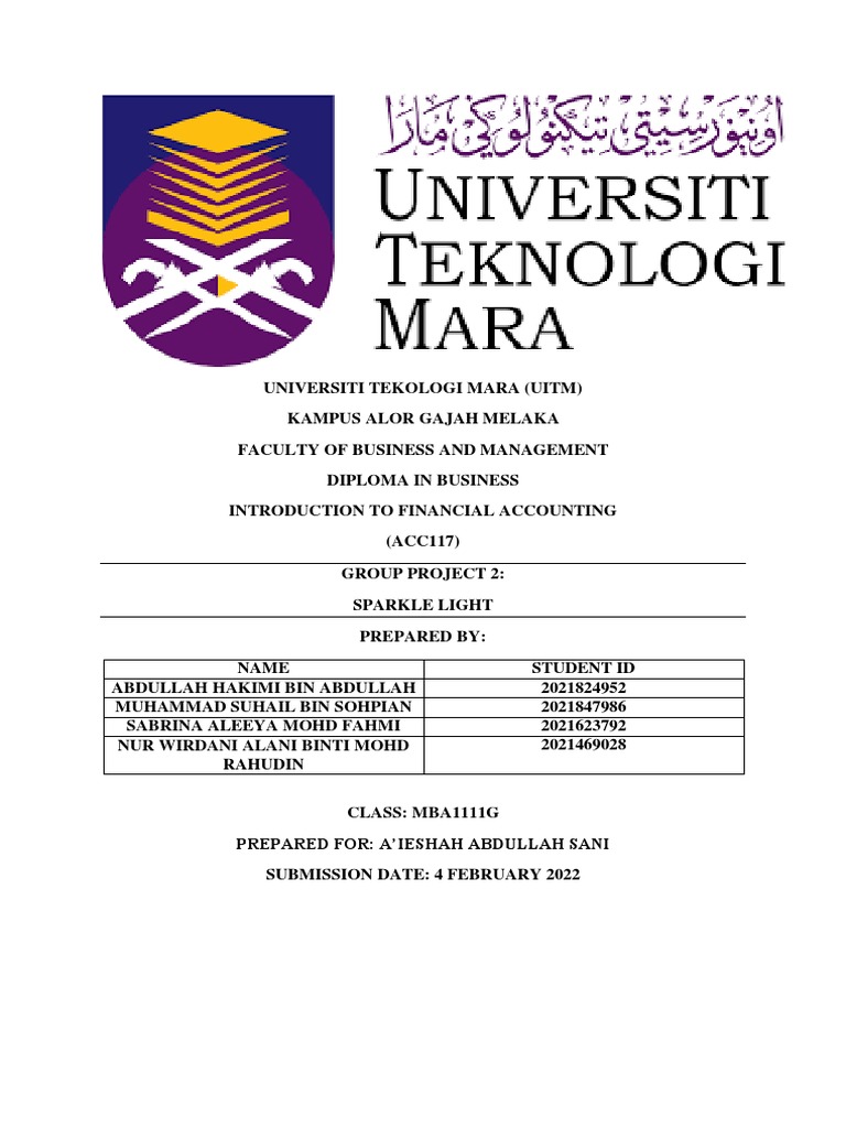Acc117 Group Project 2 (Sparkle Light) | PDF | Return On Investment ...