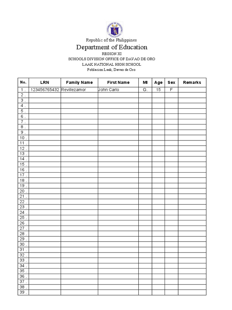 NAT List of Takers by Strand Kindly Copy Sheet | PDF