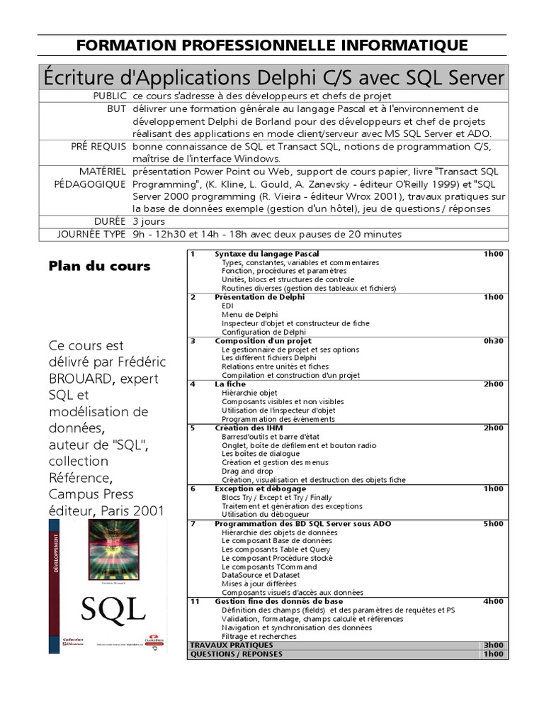 Delphi SQL | PDF | Microsoft SQL Server | SQL