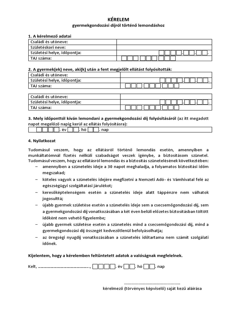 Kerelem Gyed Rol Lemondashoz Kezi | PDF