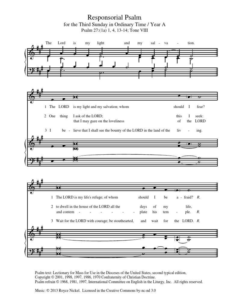 Responsorial Psalm: For The Third Sunday in Ordinary Time / Year A ...