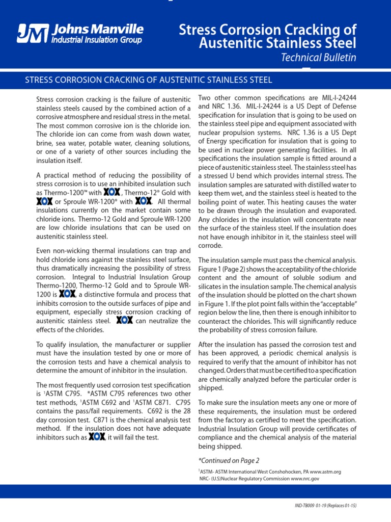 IND TB009 Stress Corrosion Cracking of Austenitic Stainless Steel | PDF | Corrosion | Stainless ...