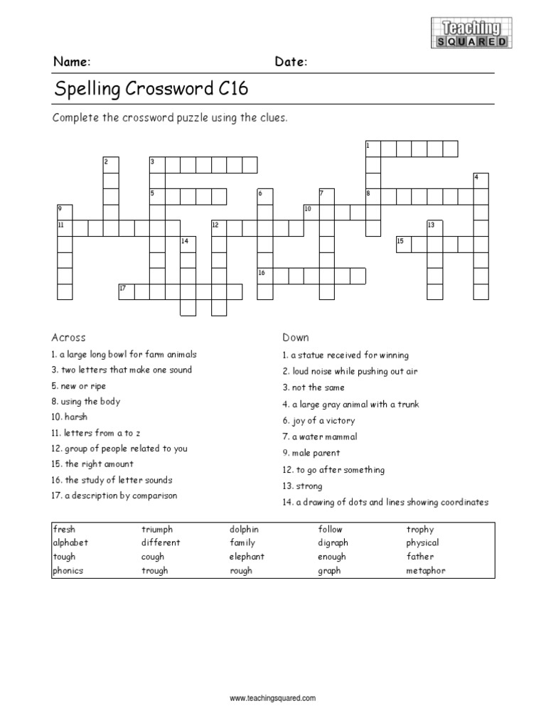 Spelling Crossword Puzzle C16 | PDF