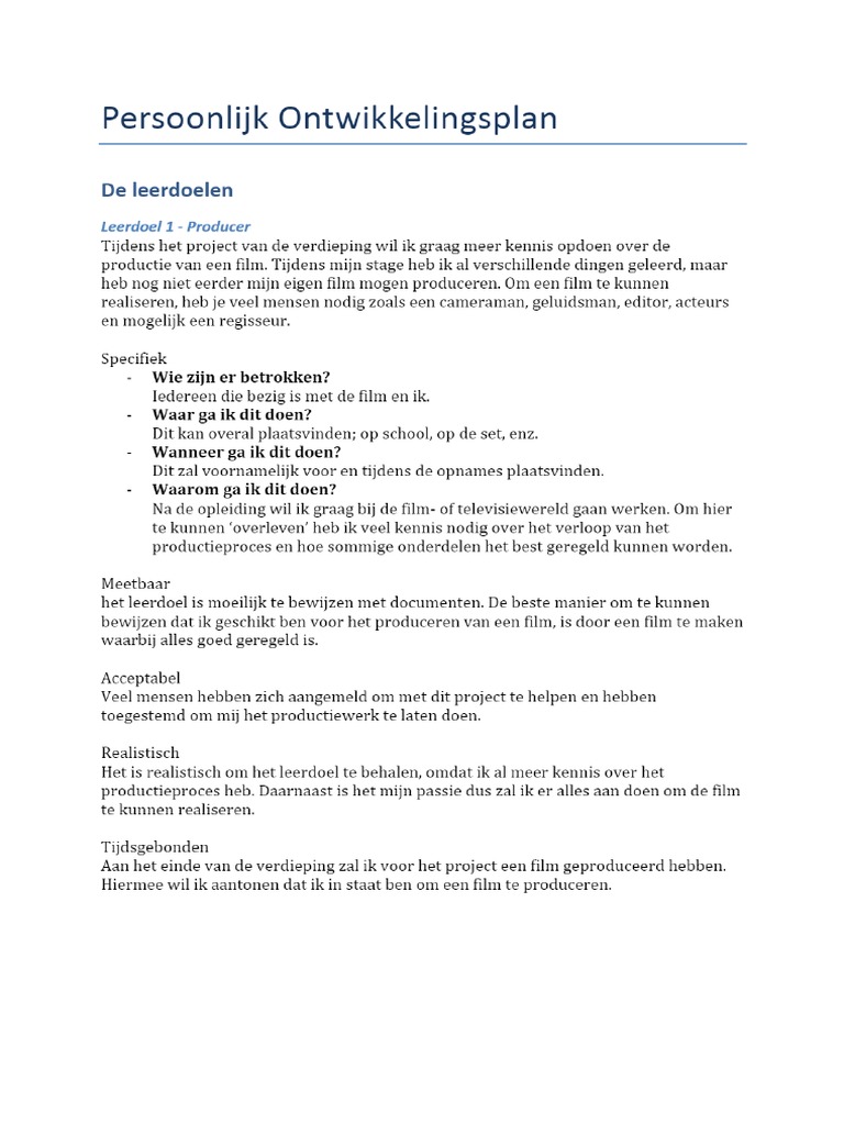 Persoonlijk Ontwikkelingsplan - PDF | PDF