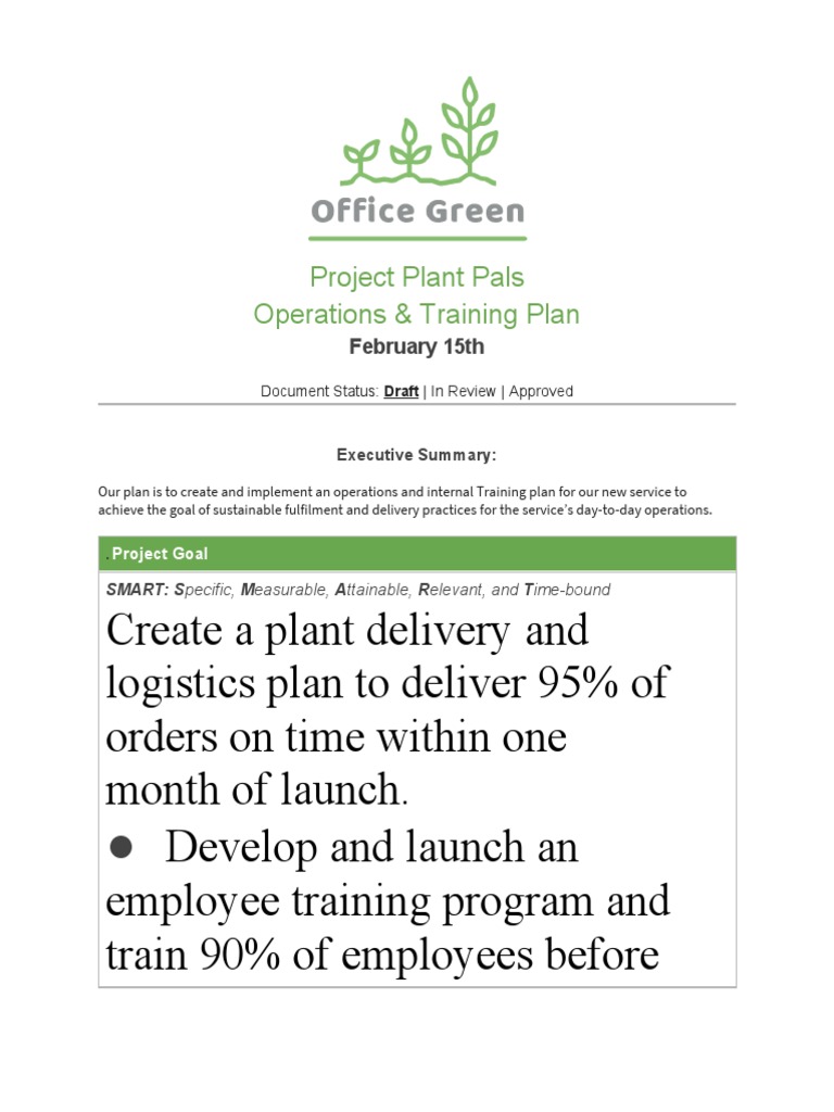 Project Plant Pals Operations and Training Plan-Project-Charter | PDF ...
